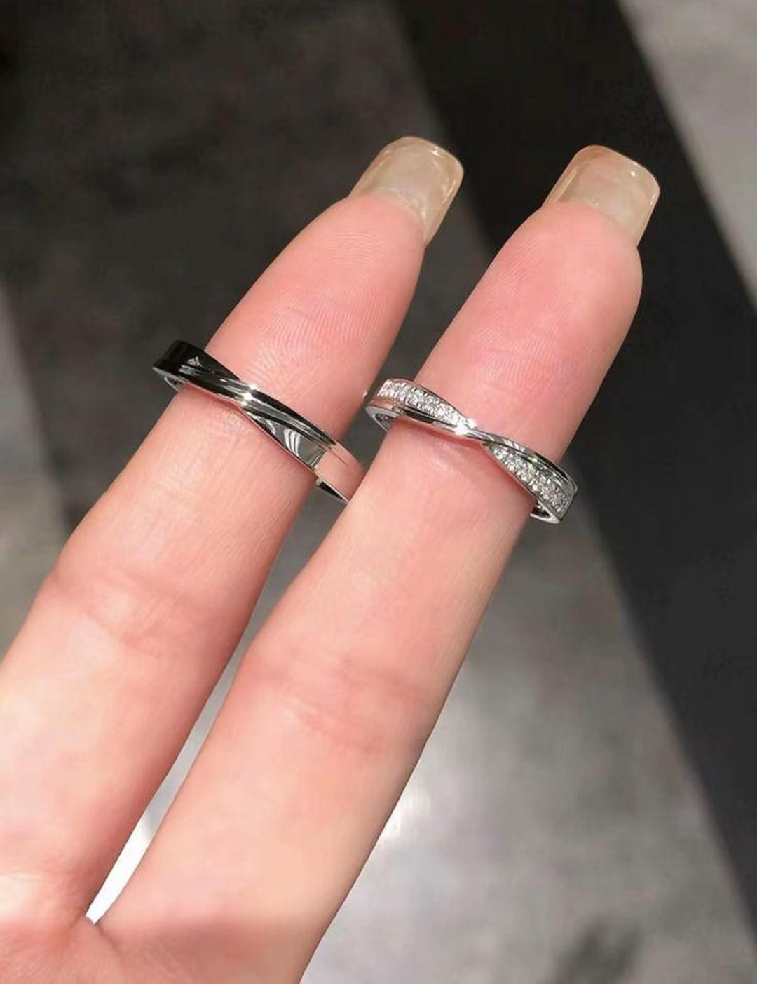 Sterling Silver Couples Rings Minimalist Luxury Matching Ring Set ...