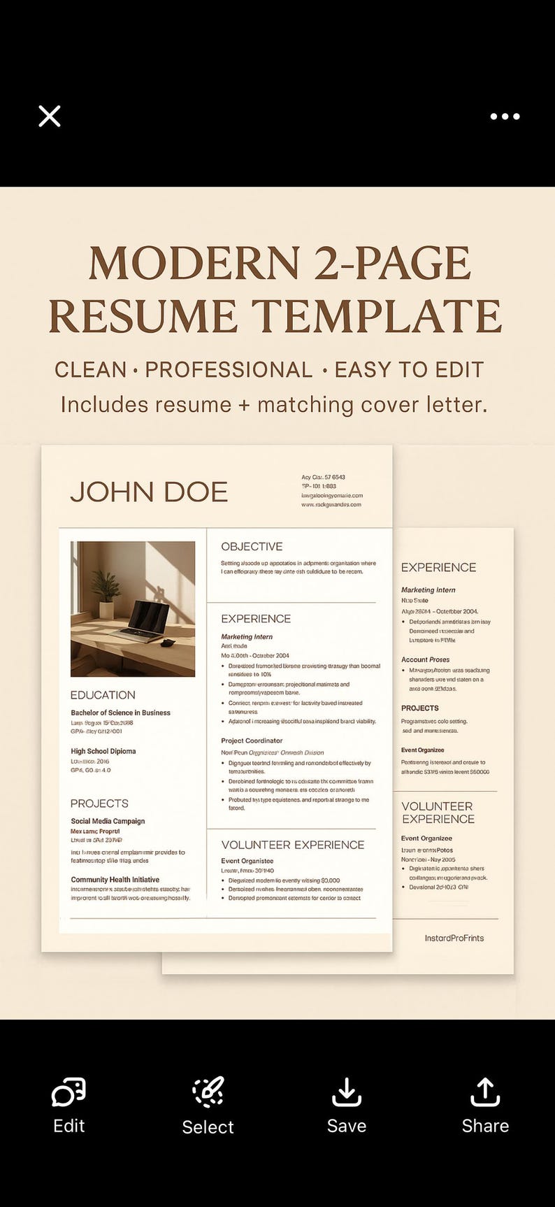 Modern Beige Resume Template | Professional 2-column CV | Canva ...