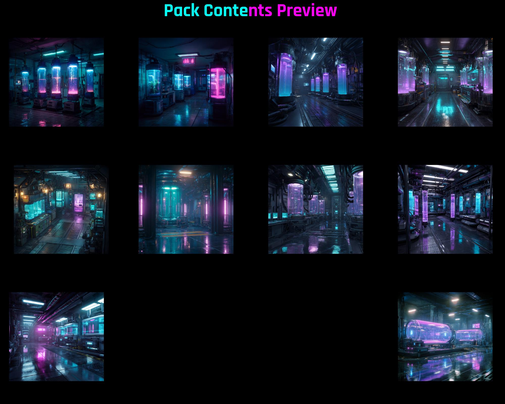 Research Chamber Lab Backgrounds – Cyberpunk Sci-fi Interior PNG Pack ...
