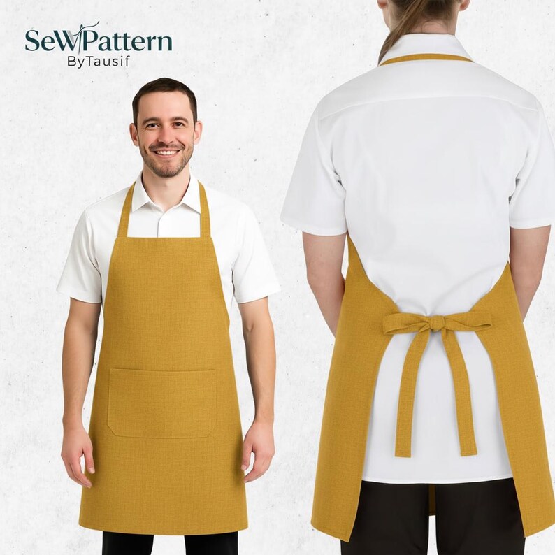 Mens Apron Sewing Pattern PDF, Chef Kitchen Apron Pattern With Pocket ...