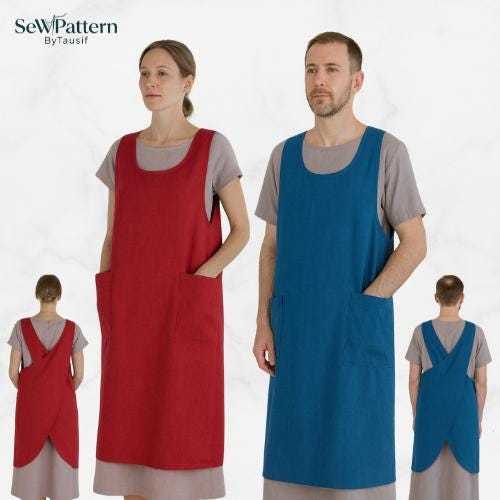Cross-back Apron Pattern PDF | Pinafore Apron | Uni Sex Apron, Linen ...