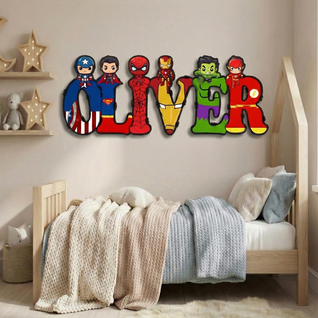 Personalized Superhero Name Sign, Custom Wall Letters, Nursery ...