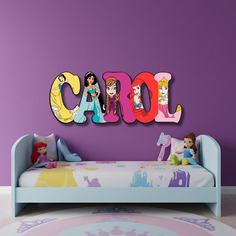 Disney Princess Personalized Name Sign, Snow White Jasmine Anna Ariel ...