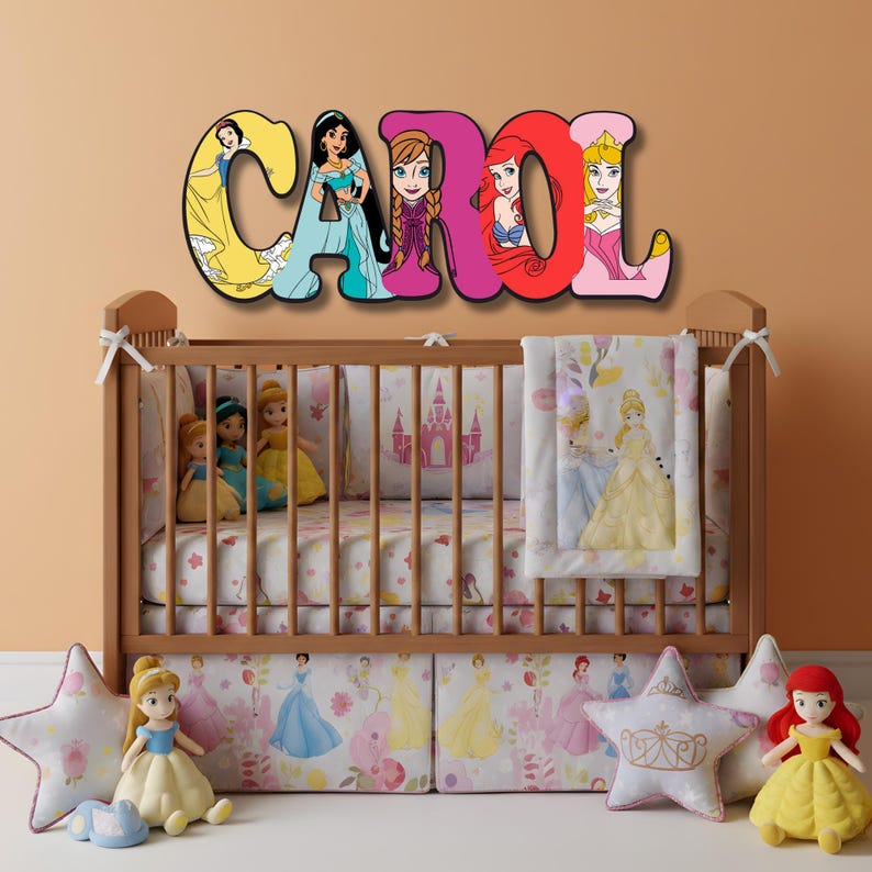 Disney Princess Personalized Name Sign, Snow White Jasmine Anna Ariel ...