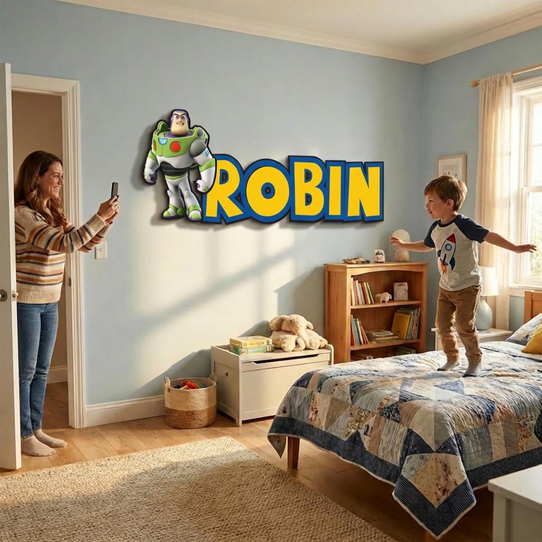 Buzz Lightyear Inspired Name Sign, Space Ranger Wall Decor ...