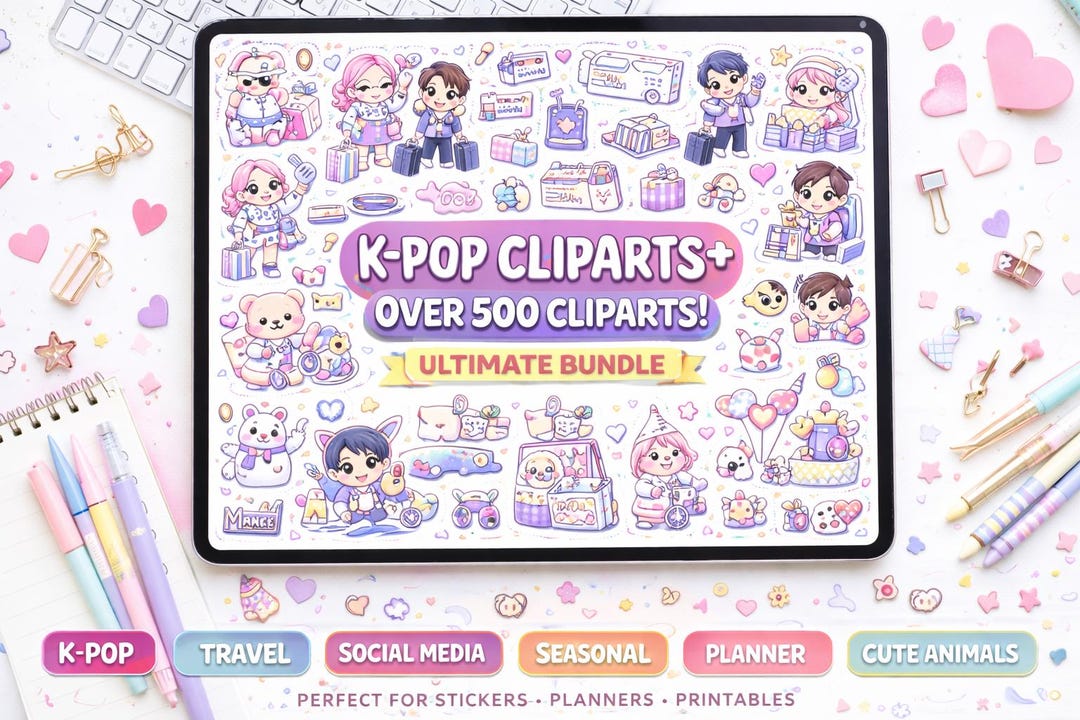 K-POP Cliparts Ultimate Bundle – Over 500 Cute K-pop Illustrations - Etsy