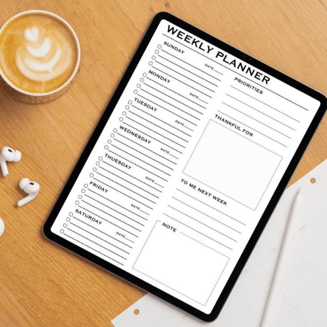 Printable Weekly Planner PDF - Undated Weekly To-do Checklist | Minimal ...