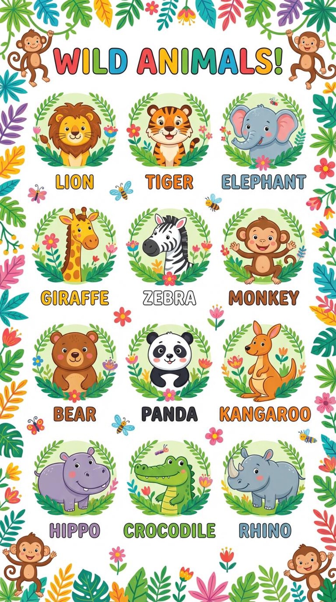 Preschool Wild Animals Poster Set | Classroom Decor (digital Download ...