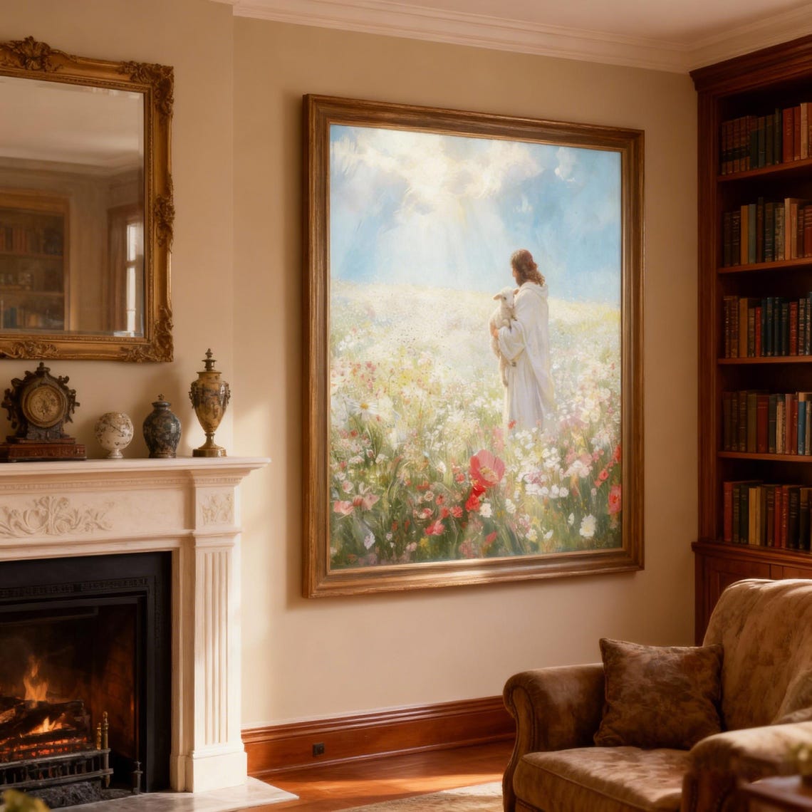 Jesus and Lamb Hand-painted Oil Painting- Hand-painted Faith Canvas ...