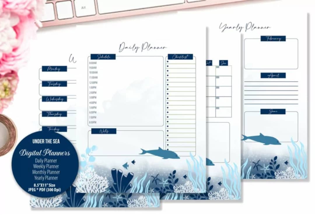 Under the Sea Digital Planner-daily/weekly/monthly/yearly-pdf, JPEG ...