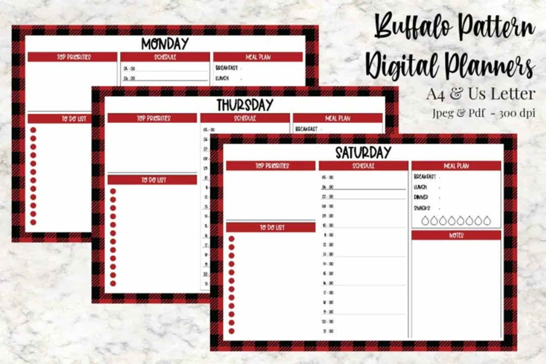 Buffalo Plaid Printable Digital Planner-daily/weekly/monthly/yearly-pdf ...