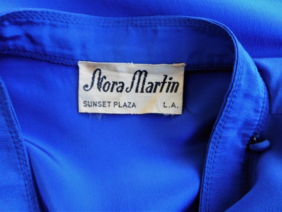 Vintage 1980's Nora Martin Blue Dress with Dolman Sle… - Gem