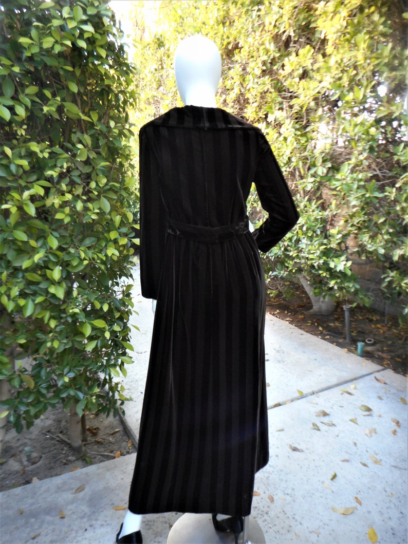 Vintage 1970's Helga Chocolate Brown Velvet Striped Evening Dress Size ...