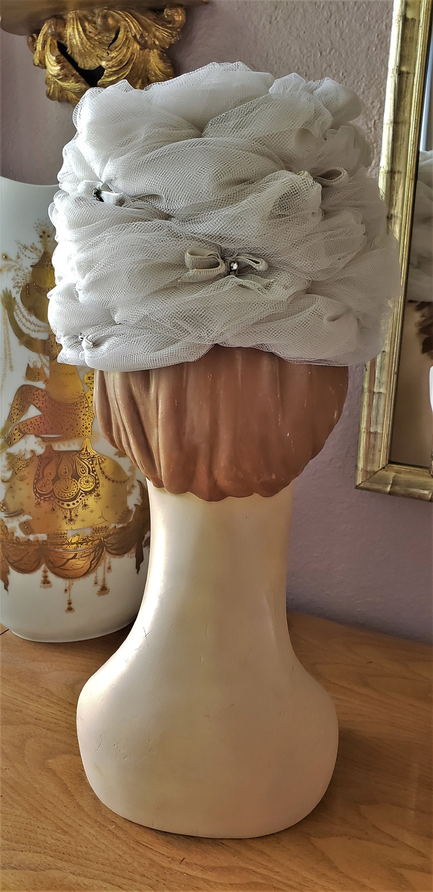 Vintage 1960's Marta-lu Pale Grey Netting Hat With Velvet - Etsy