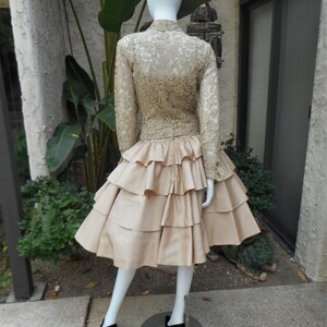 Vintage 1950's Maxwell Shieff Beige Lace & Ruffle Dress | Etsy