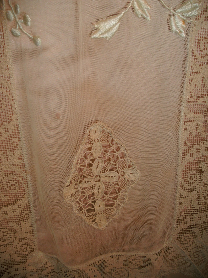 Vintage 1920's Beige Embroidered Net and Lace Evening | Etsy