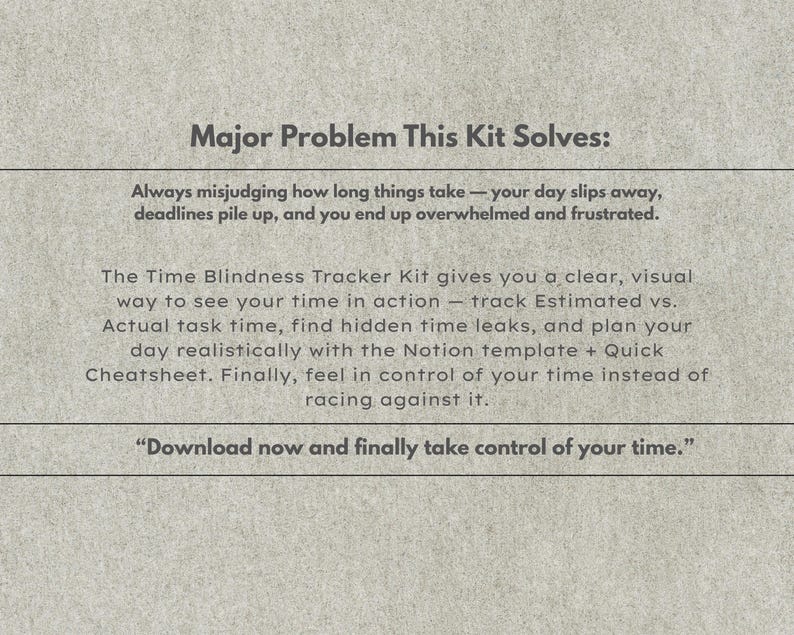 ADHD Time Management: Time Blindness Tracker Notion Template (printable ...
