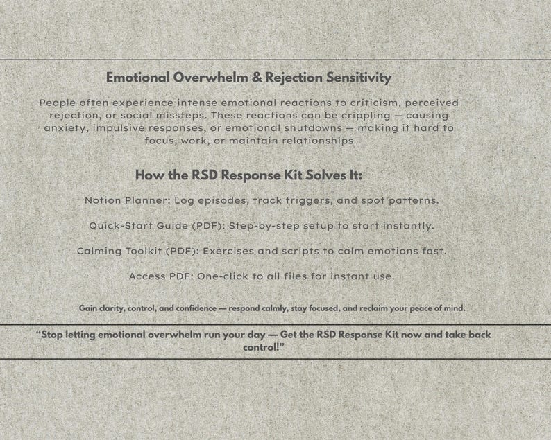 RSD Response Kit | Rejection Sensitivity Kit (digital Download) - Etsy
