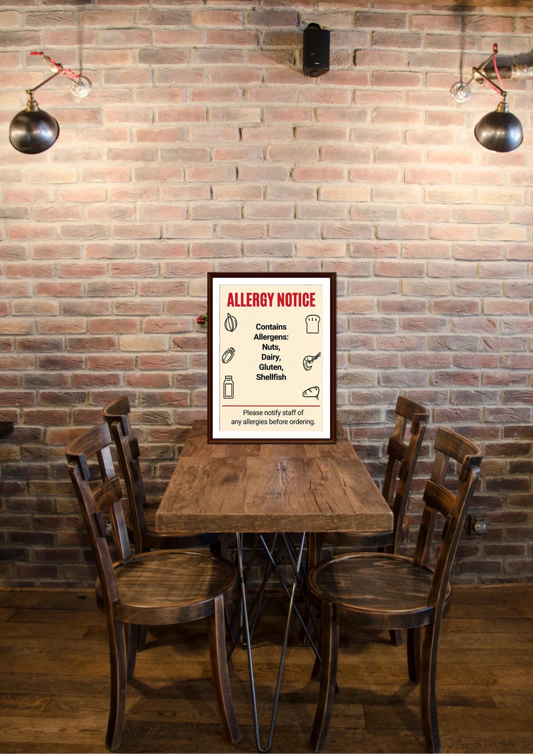Printable Allergy Free Poster - Food Allergy Sign for Cafe/restaurant ...