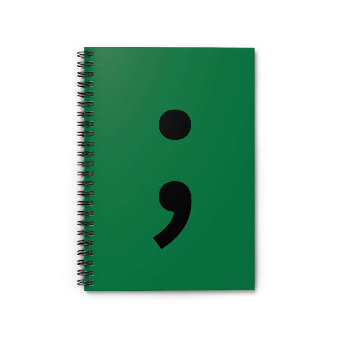 Semicolon Design Spiral Notebook | Pink Ruled Journal - Etsy
