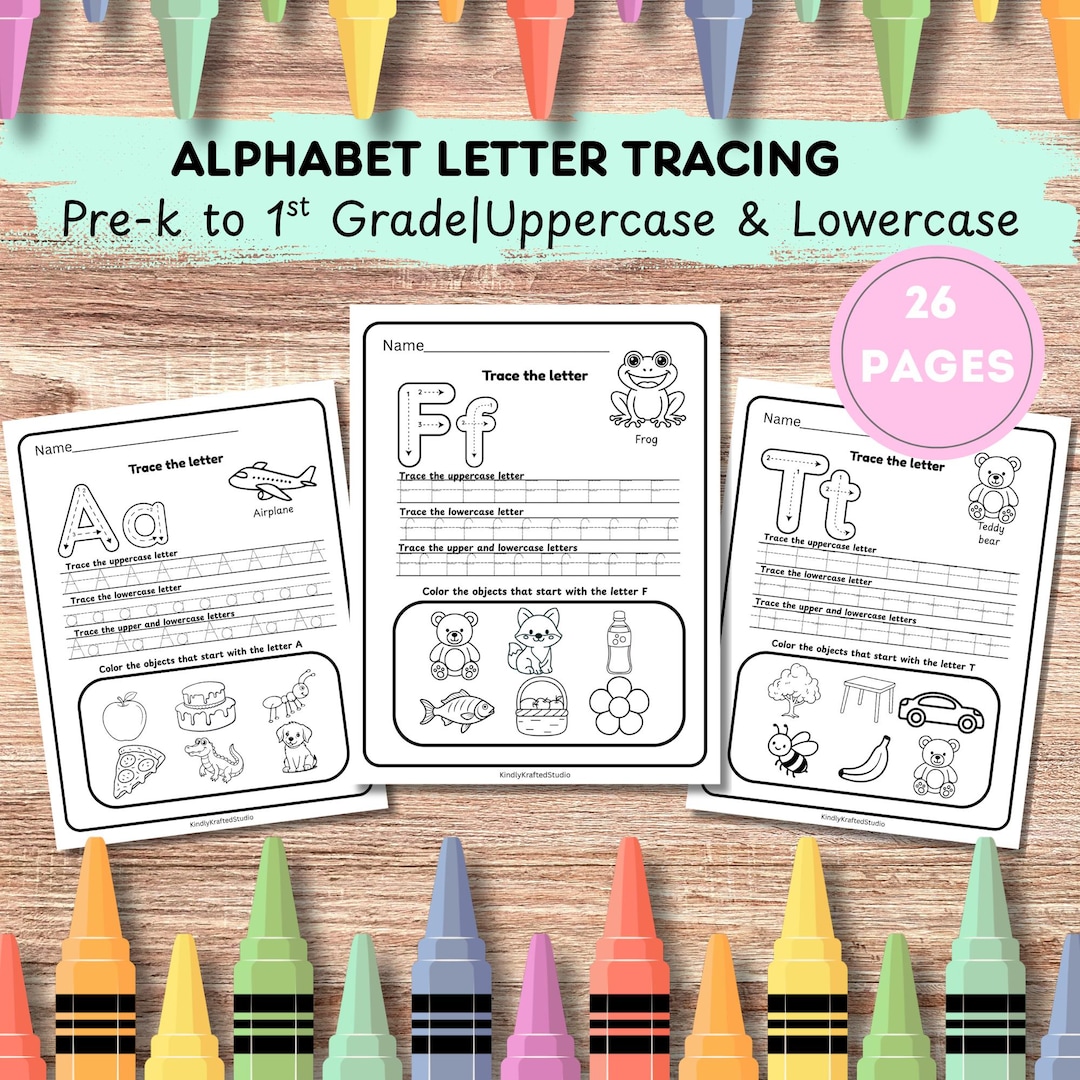 Alphabet Tracing Worksheets Pre-k Preschool Kindergarten ABC Tracing ...