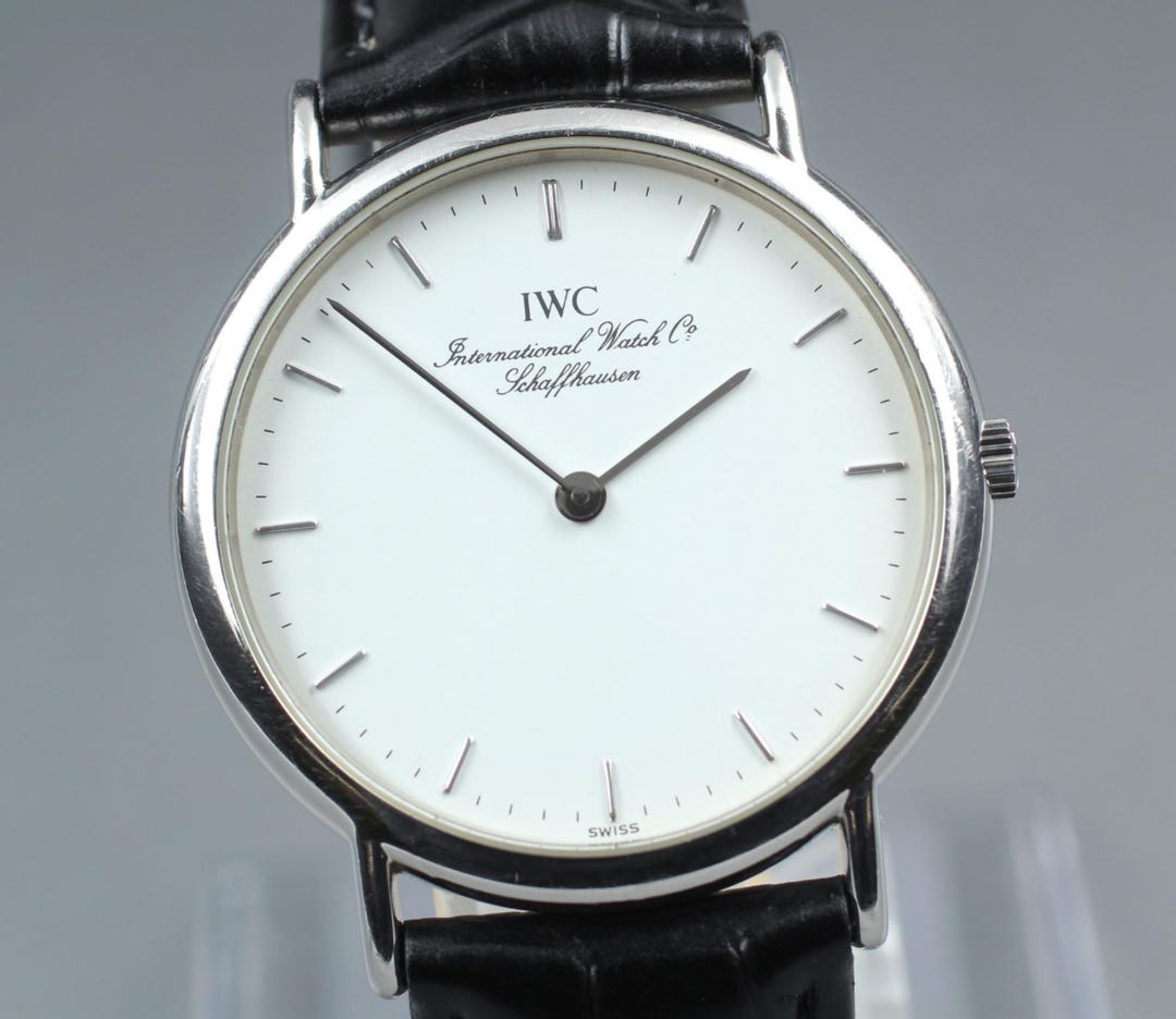 Exc+5] IWC Portofino 3331 Cal.22105 33mm White Dial Black Quartz Men's ...