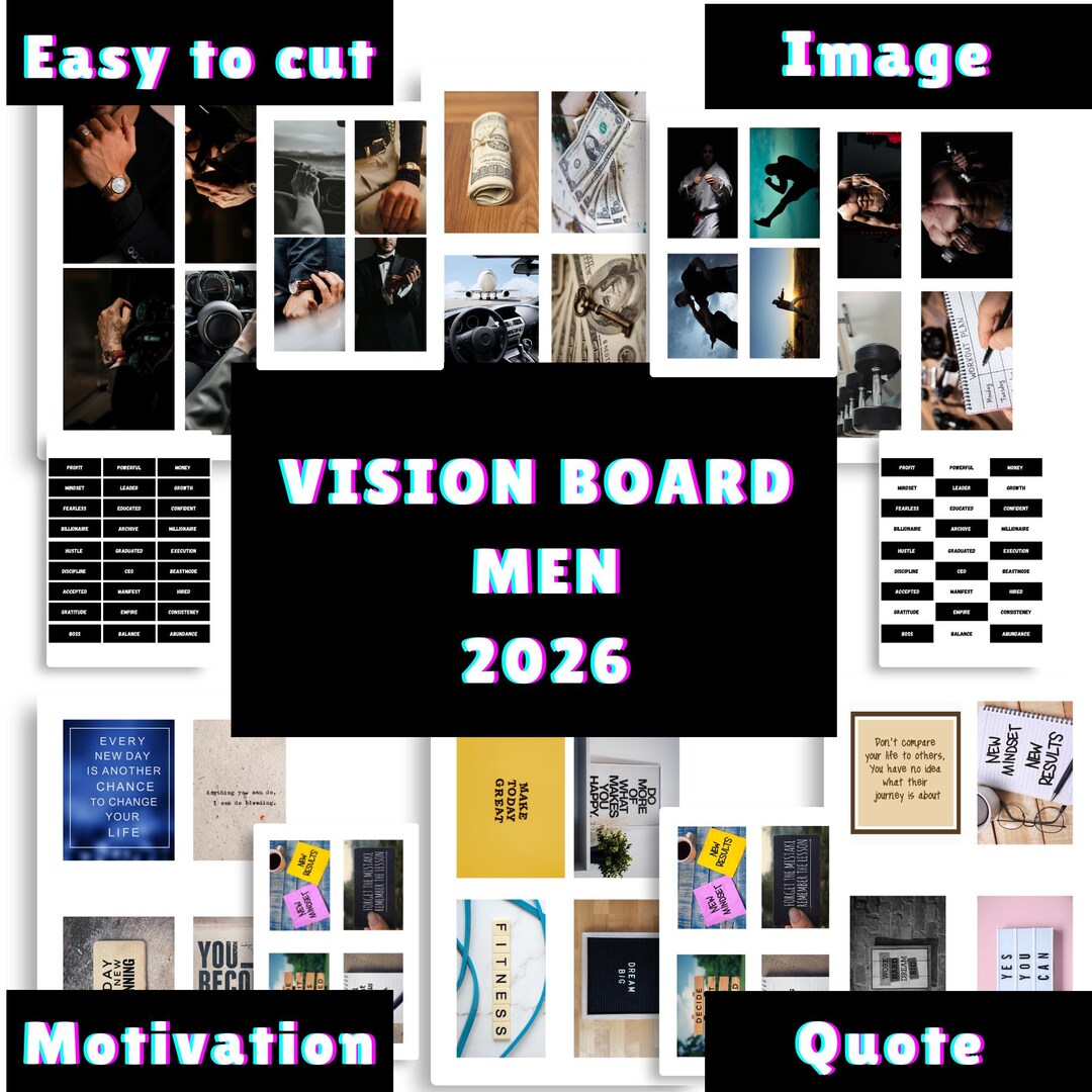 2026 Vision Board for Men, Printable PDF, Success Mindset, Goal ...