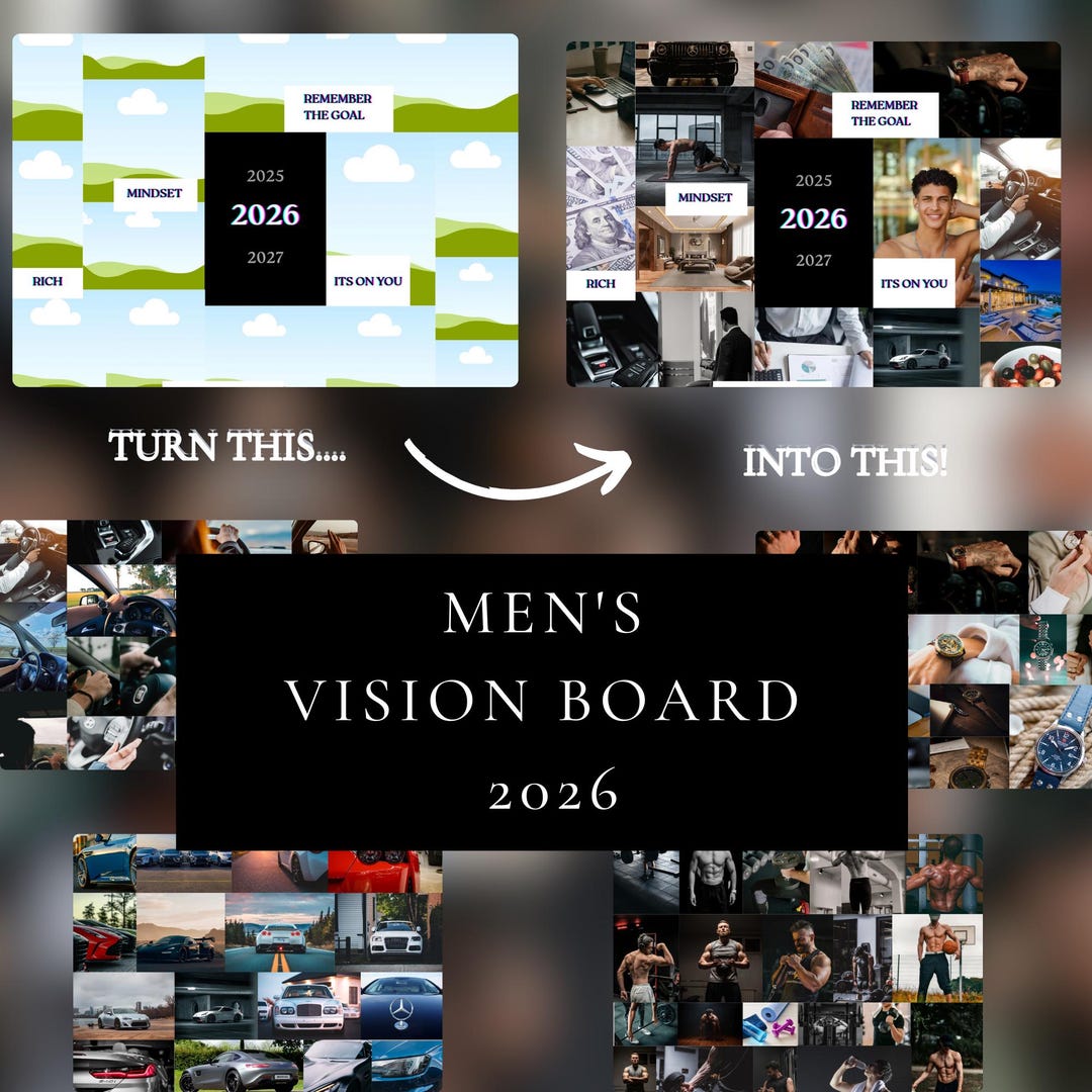 2026 Digital Gentlemen Vision Board Template, Vision Board Printable ...