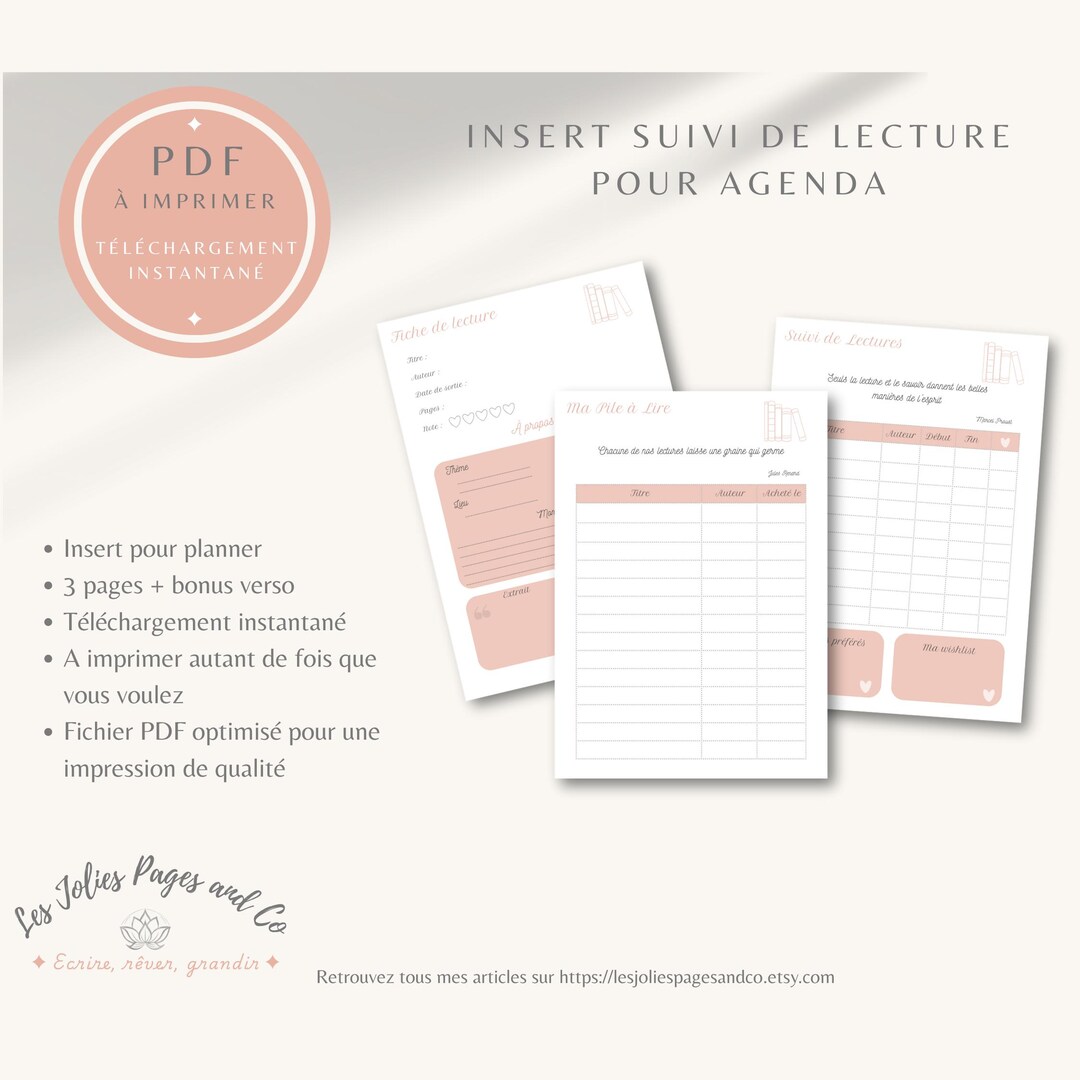 Printable PDF Reading Tracker for Your Planner (french) - Etsy