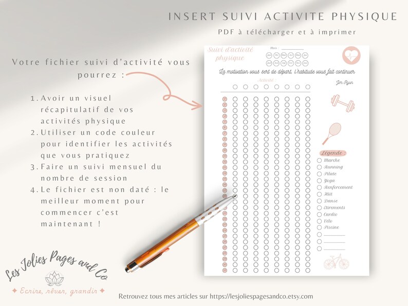 Printable Monthly Physical Activity Tracker for Planners and Diaries ...