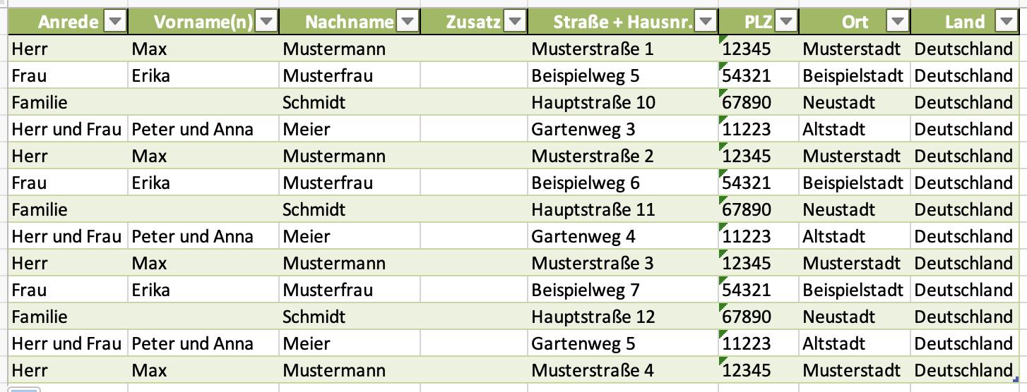 Wedding Address List – Excel Template for Invitations and Thank-you ...