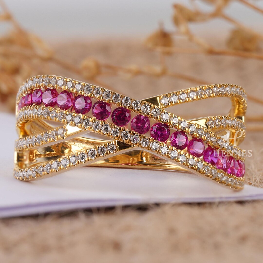 Channel Set Pink Ruby Eternity Ring 10K Gold Infinity Ring Pink ...
