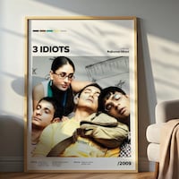 3 Idiots Movie Poster, Desi Wall Art, Bollywood Movie Poster, Retro ...