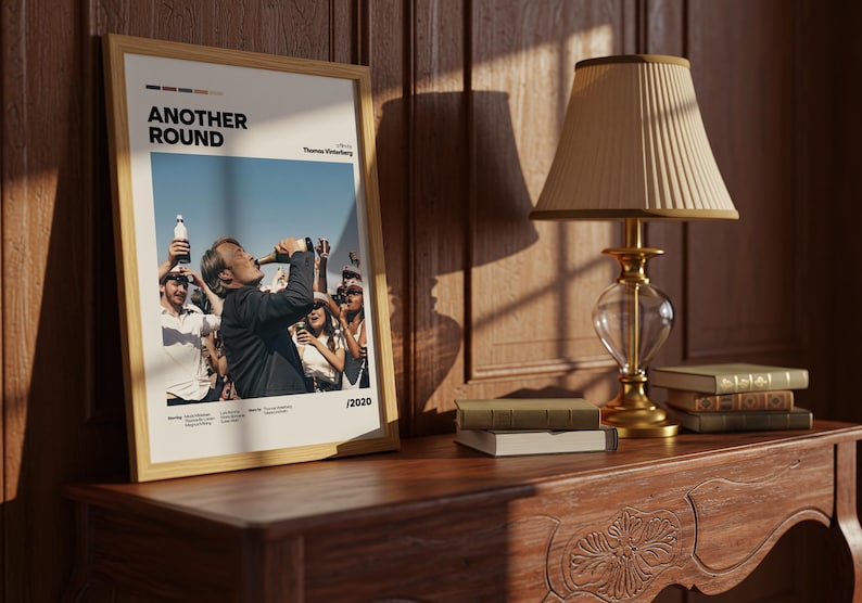 Another Round Movie Poster – Minimalist Film Art Print, Mads Mikkelsen ...