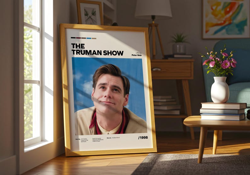 The Truman Show Poster | Jim Carrey Cinema Wall Art – Vintage Film ...