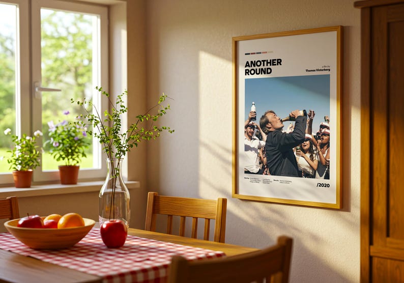 Another Round Movie Poster – Minimalist Film Art Print, Mads Mikkelsen ...