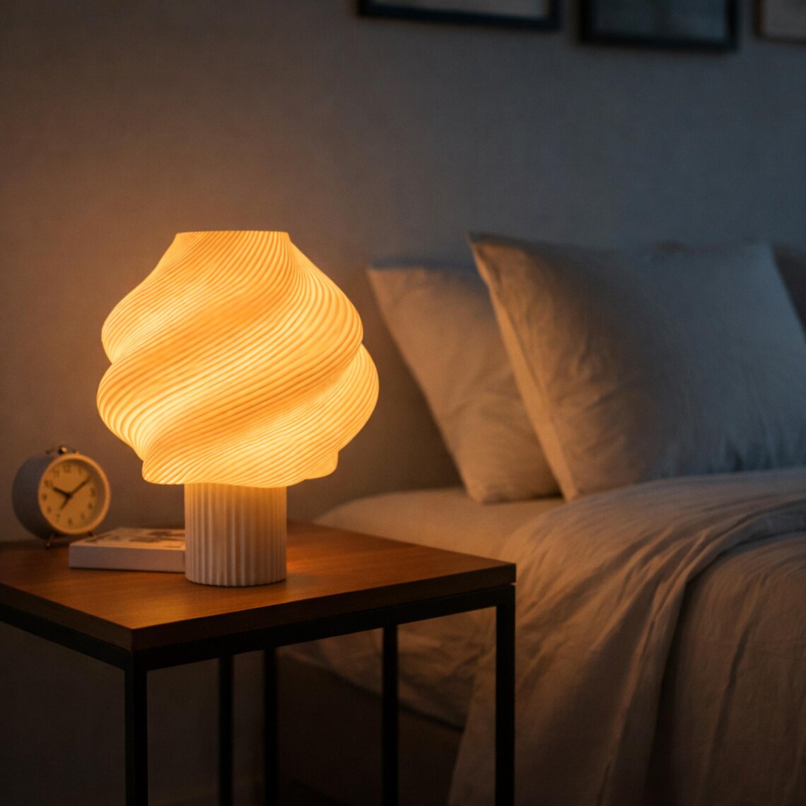 Decorative Table Night Light, 3D Printed Wavy Lamp, Wabi Sabi Japandi ...