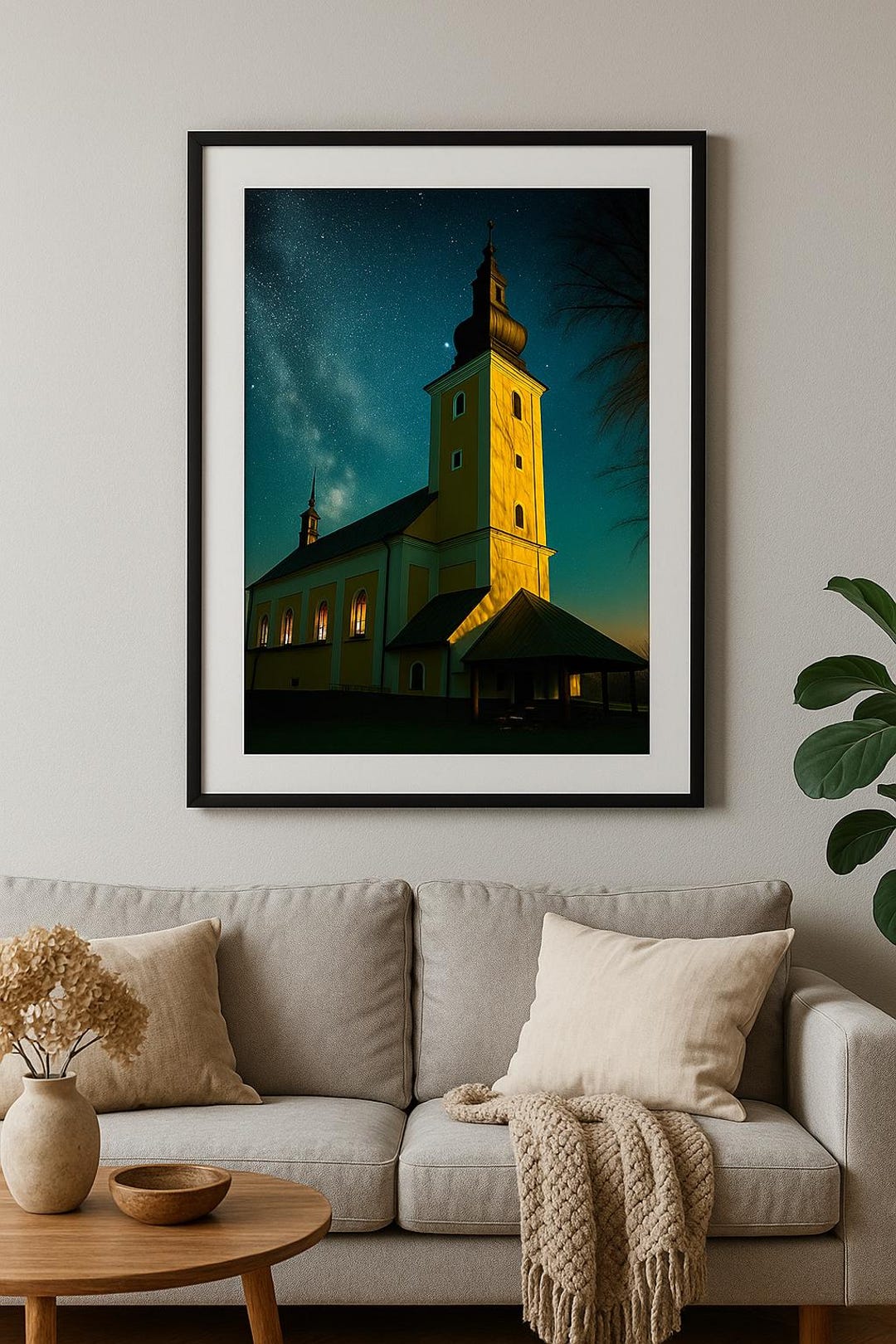 Milky Way Night Sky Church – Printable Wall Art, Digital Download A1 ...