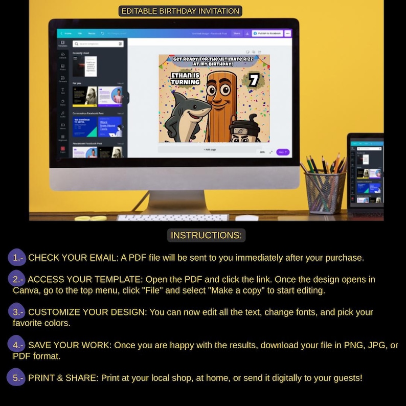 Brainrot Birthday Invitation, Brain Rot Meme Party Invite, Editable ...