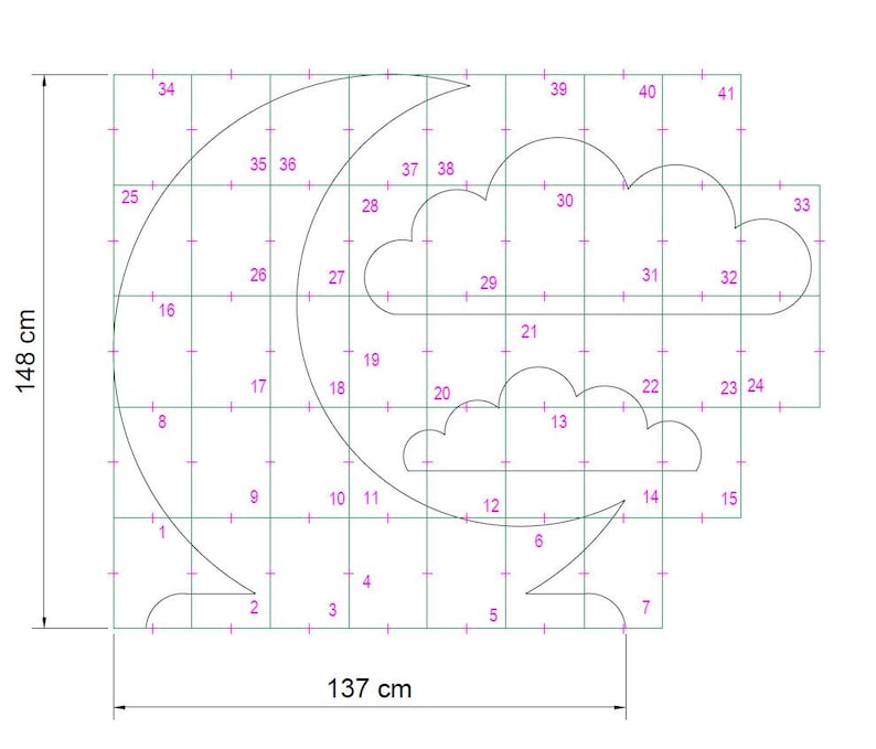 Moon & Clouds Silhouette Template | 5ft DIY Outdoor Decor | Large ...