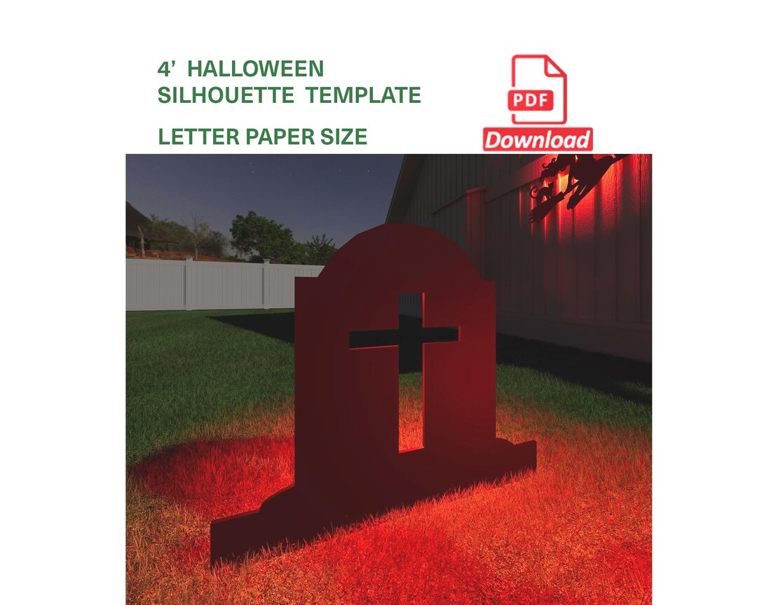 Haunted Gravestone Silhouette Template | DIY Halloween Trace and Cut ...