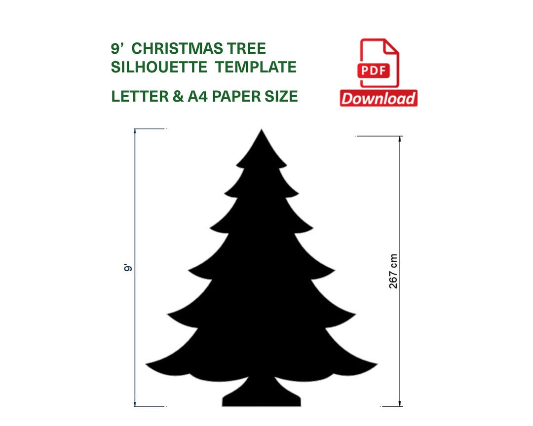 9ft Christmas Tree Template | Printable Oversized Holiday Cutout ...