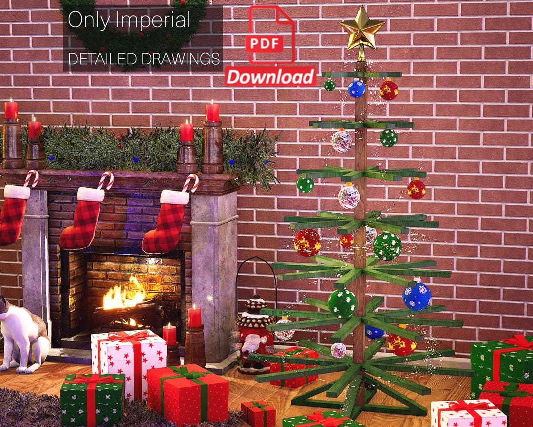 Wooden Christmas Tree Blueprint | DIY Lumber Craft Guide | Printable 3D ...