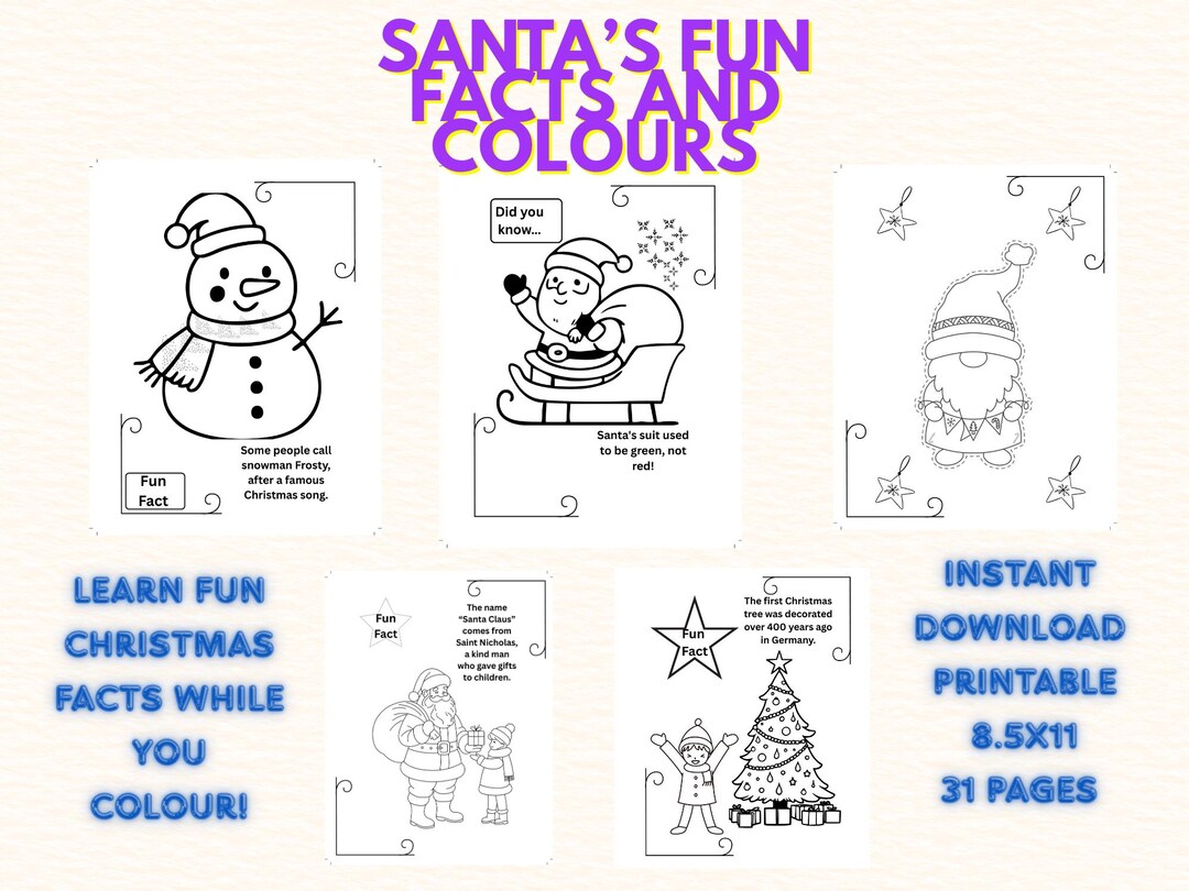 Santa Fun Facts & Colouring Pages for Kids – Christmas Printable ...