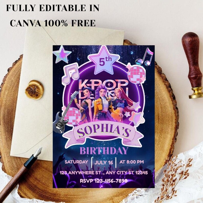 Editable KPOP Birthday Invitation: Anime Gamer Theme (digital Download ...