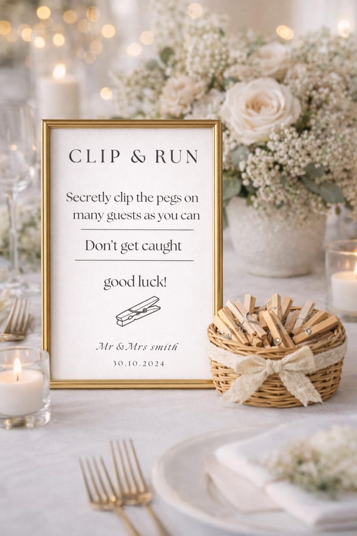 Clip & Run Wedding Sign | A4 Wedding Game Printable | Fun Wedding ...