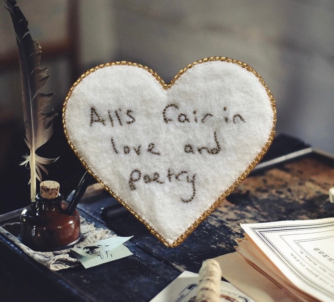 Hand Embroidered Felt Patch - Love and Poetry - Poets - Keychain - Bag ...