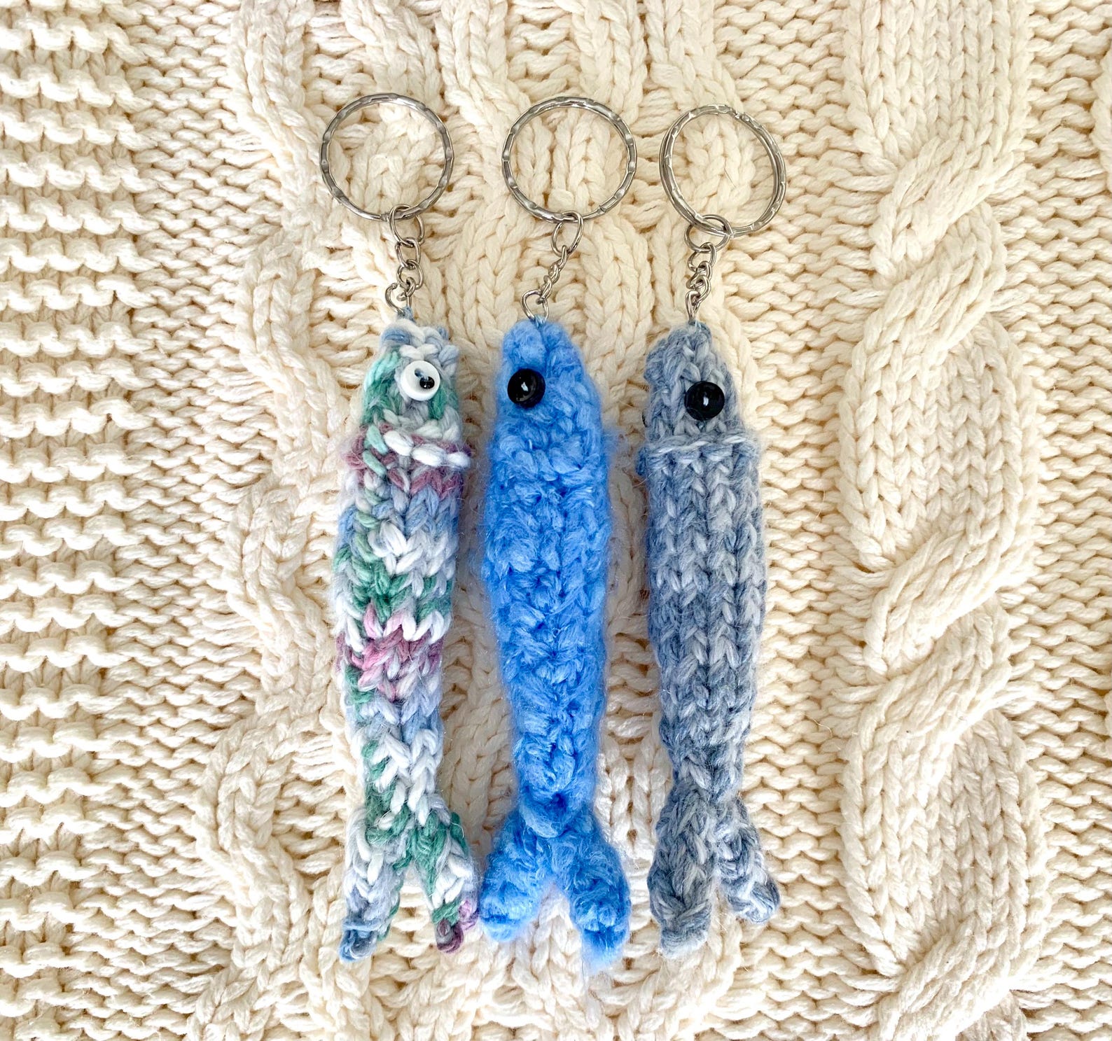 Hand Knit Anchovy Sardine Keychain - Bag Charm - Fisherman Core ...