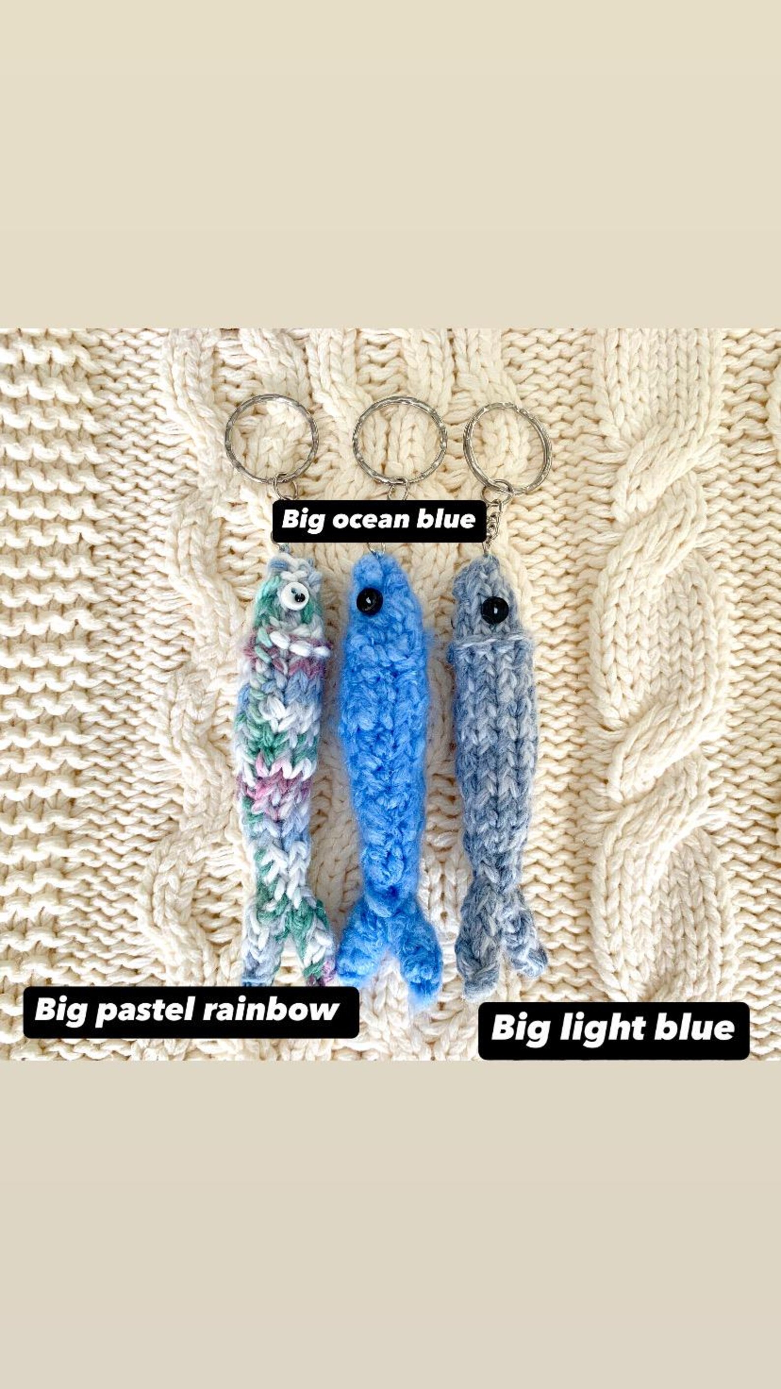 Hand Knit Anchovy Sardine Keychain - Bag Charm - Fisherman Core ...