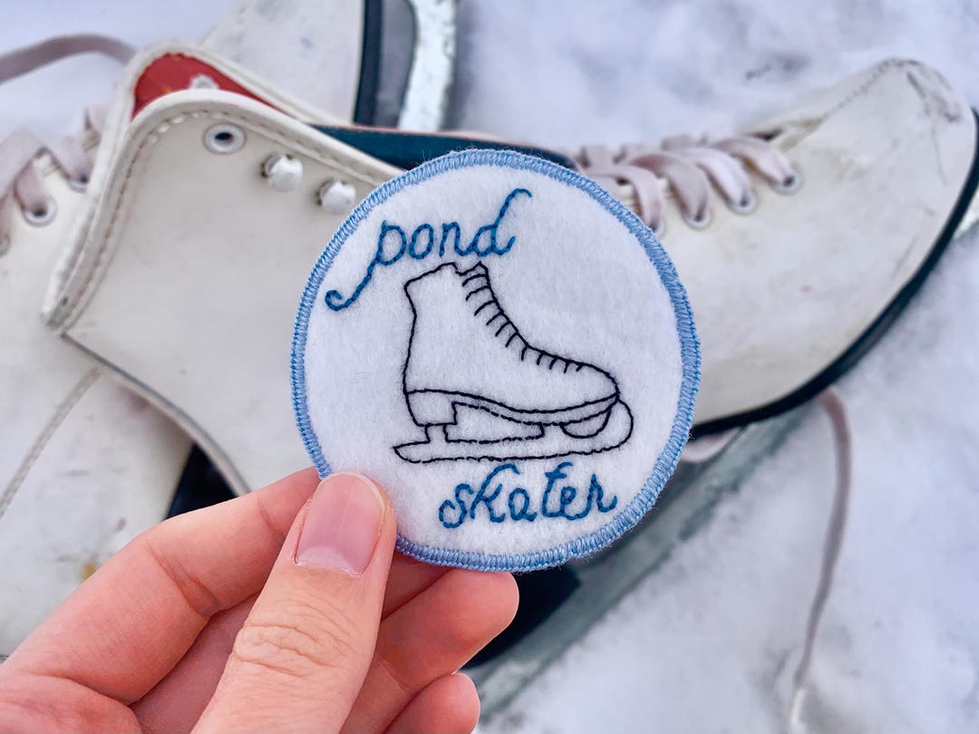 Hand Embroidered Ice Skating Patch - Outdoors Scout Merit Badge - Snow ...